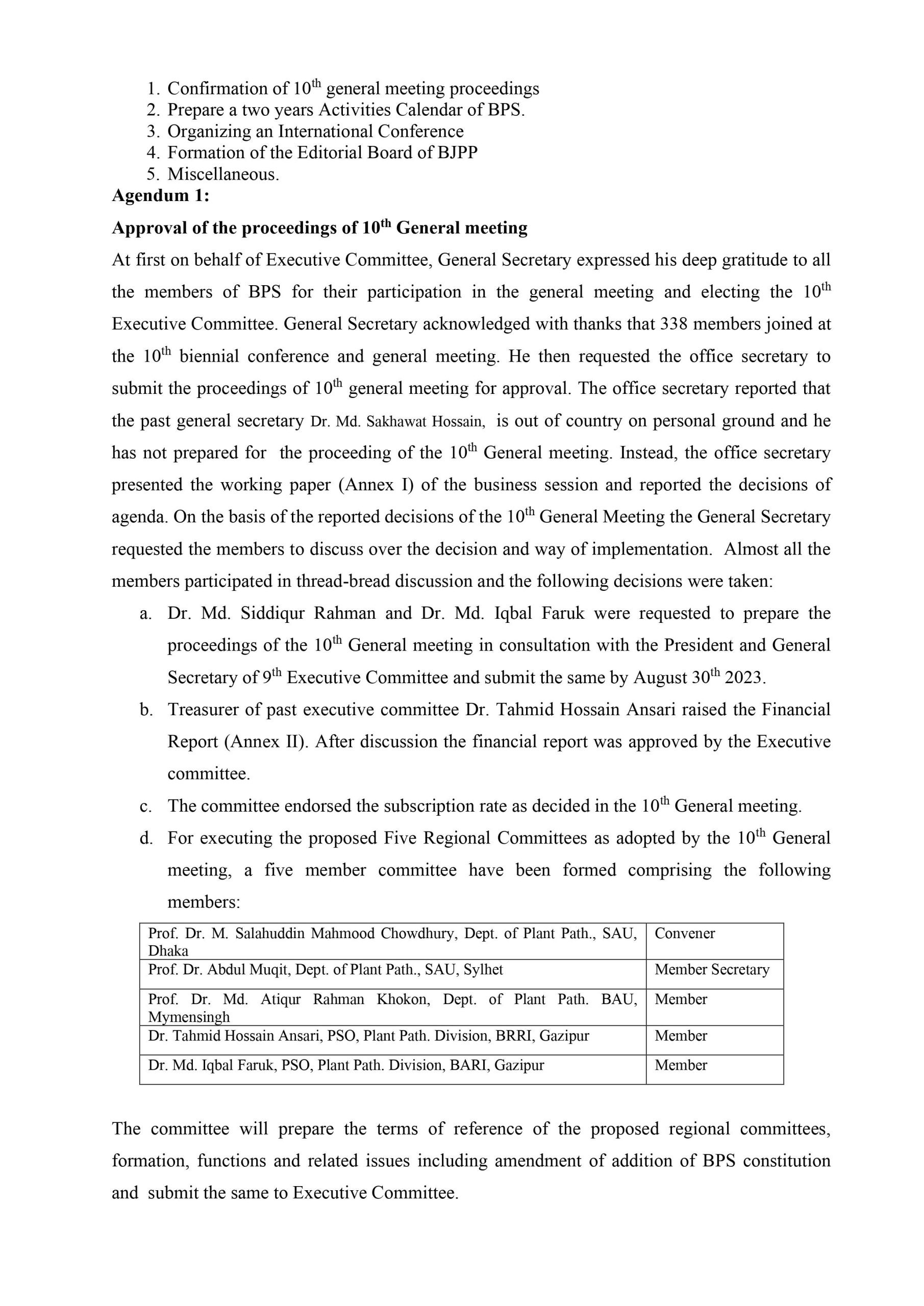Executive Committee Meeting Proceeding - Bangladesh Phytopathological ...